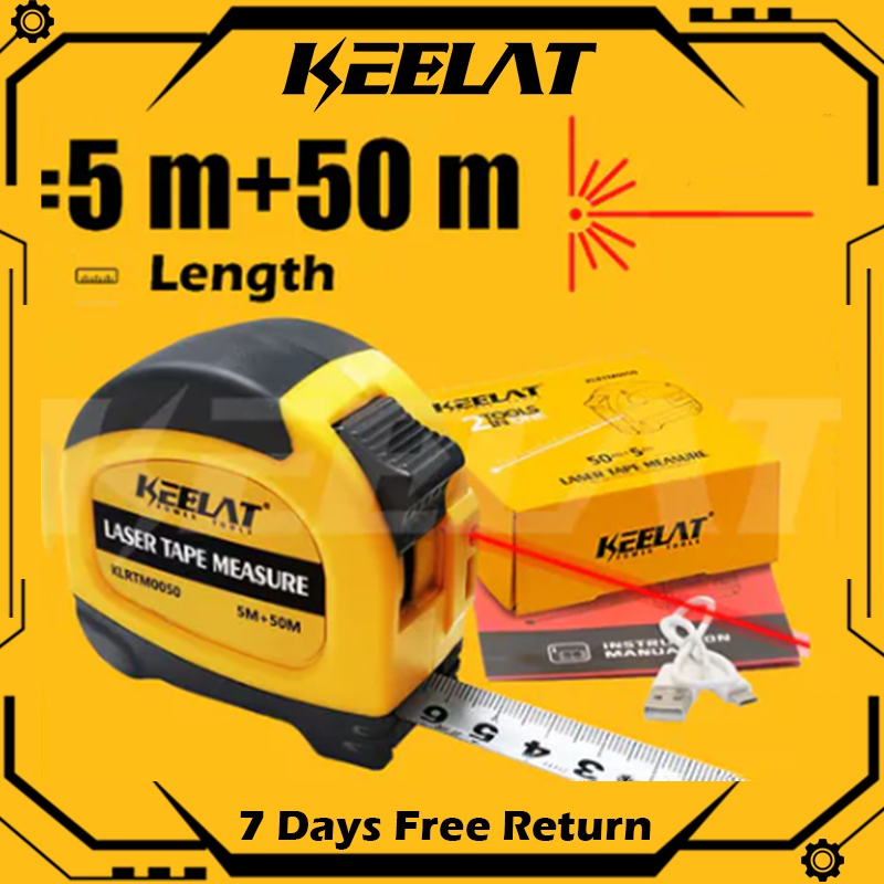 KEELAT 2in1 Laser Tape Measure Laser Ruler LED Display Laser Range ...