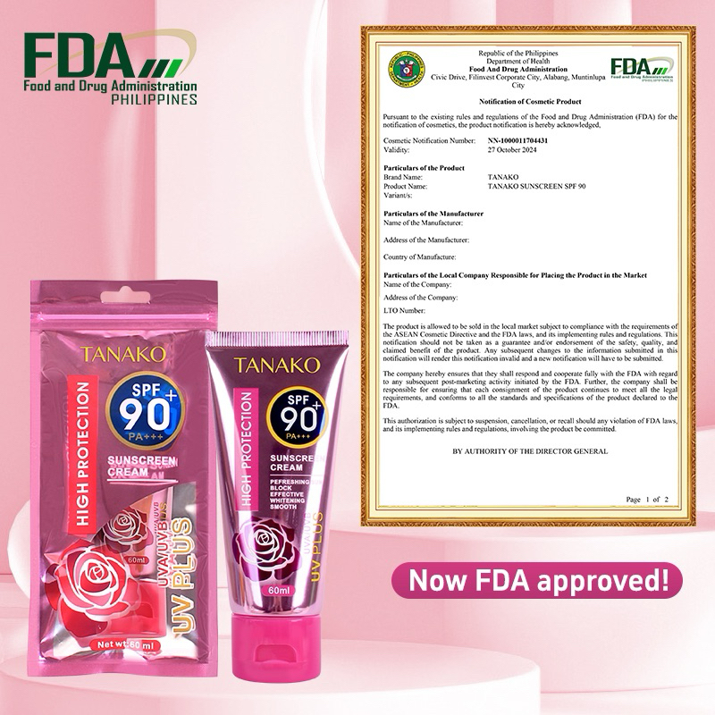 J&r FDA TANAKO【Buy1 Take1】Sunscreen Cream SPF90 +++ High Protection UV PLUS 60ml | Shopee ...