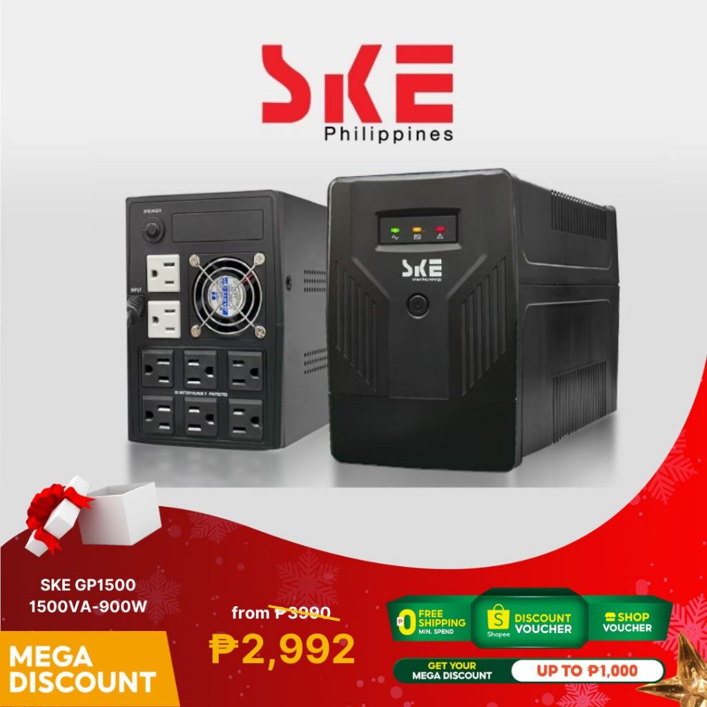 SKE UPS 1500VA-900W Uninterruptible Power Supply, Surge/AVR, 2+6 ...