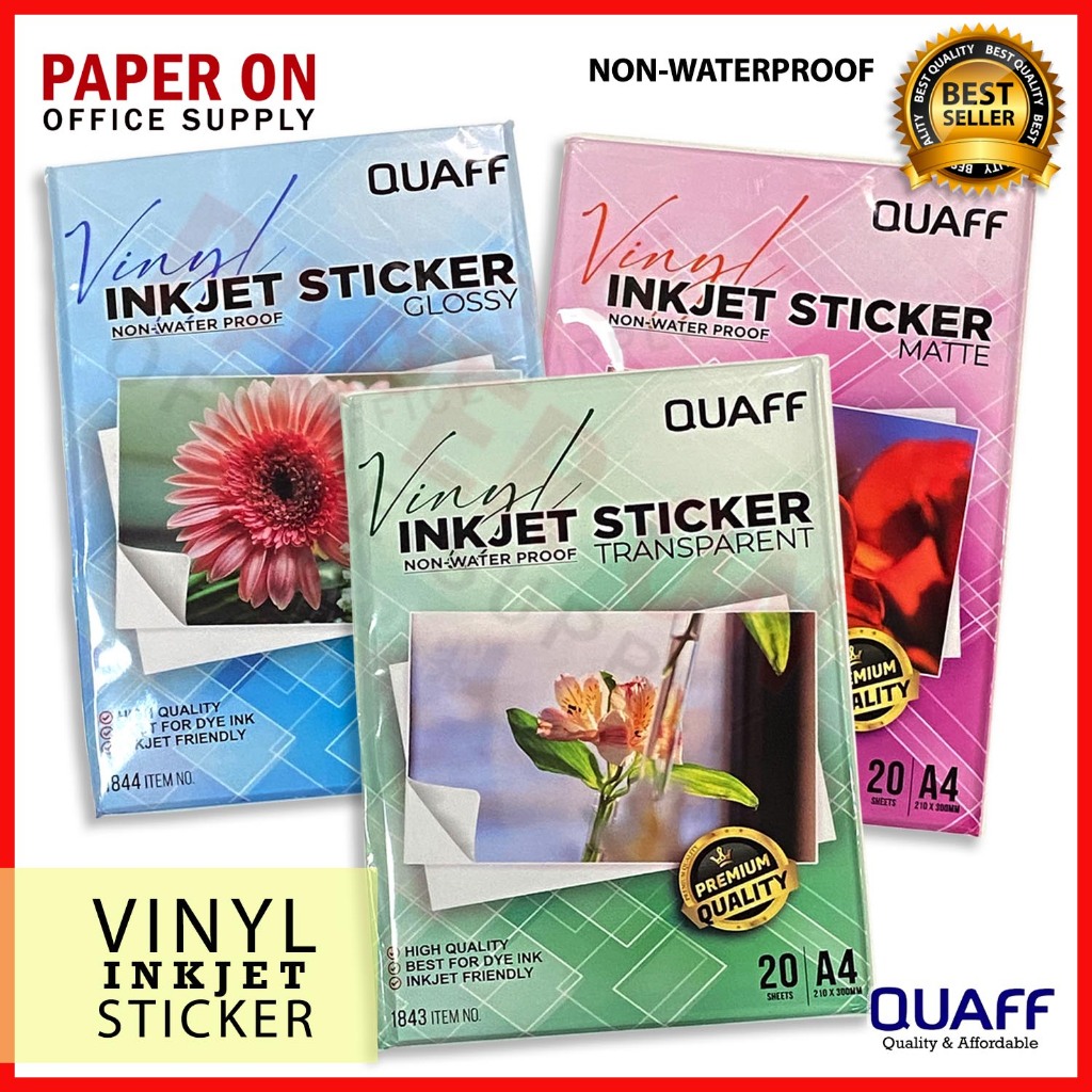 QUAFF Vinyl Sticker (Glossy/matte/Transparent) A4 size NOT waterproof ...