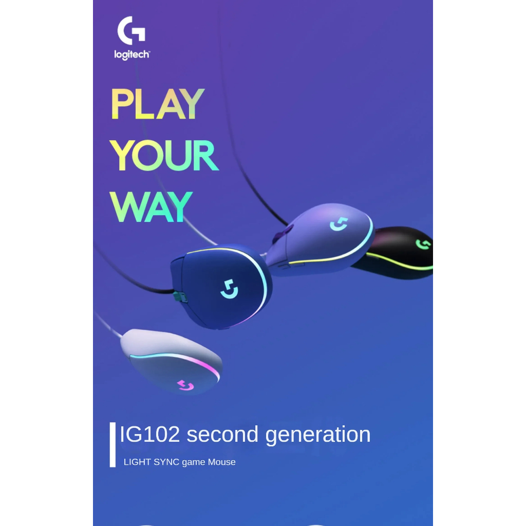 Original Logitech G102 Lightsync, 8,000 Max DPI, 6 Programmable Buttons, RGB Gaming Mouse ...