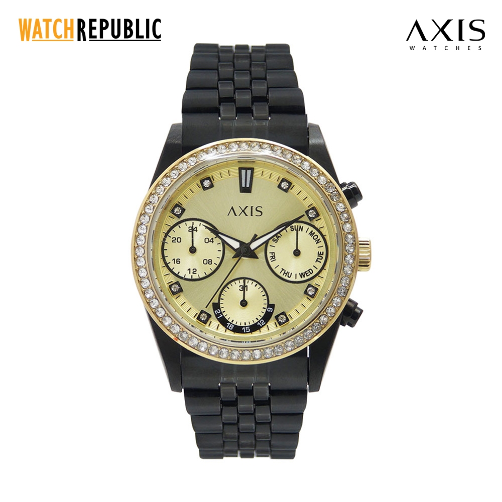 Axis Kathryn Black Stainless Steel Analog Quartz Watch For Women AH2382 ...