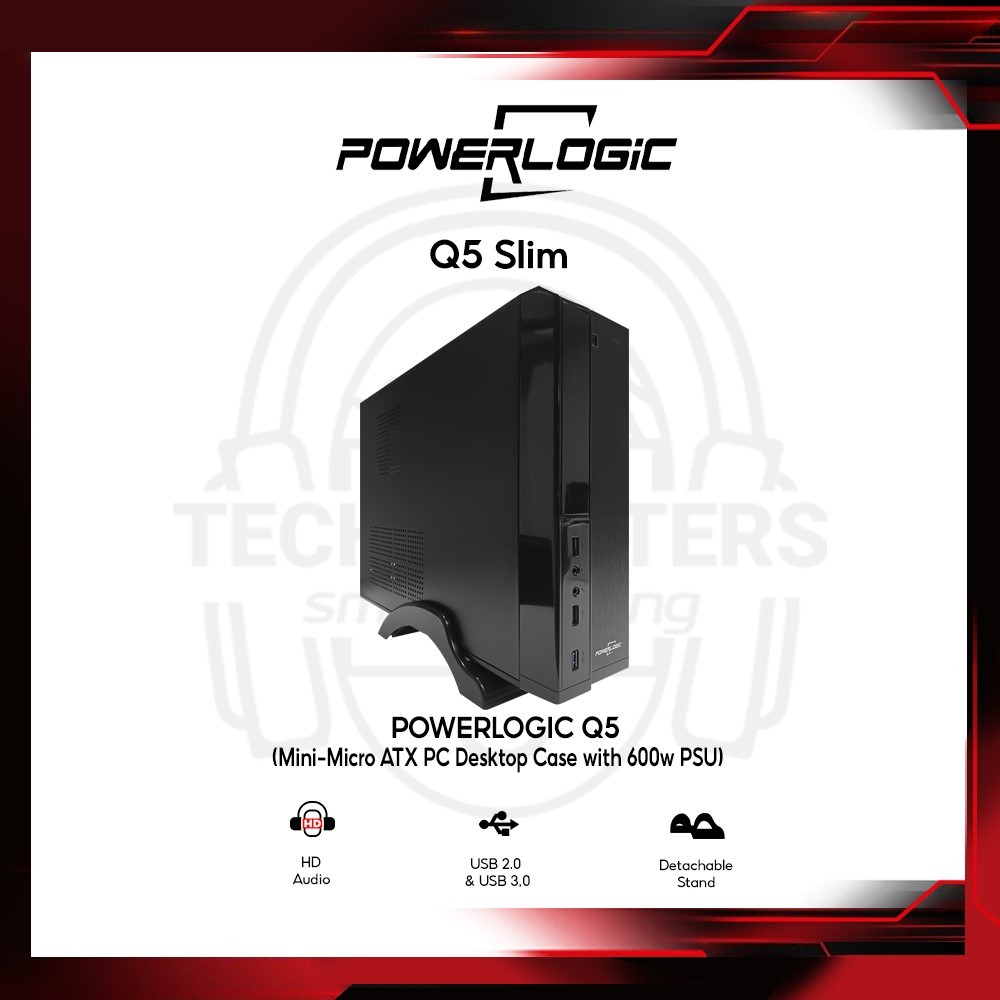 POWERLOGIC Q5 Slim Mini-Micro ATX PC Desktop Case with 600w PSU ...