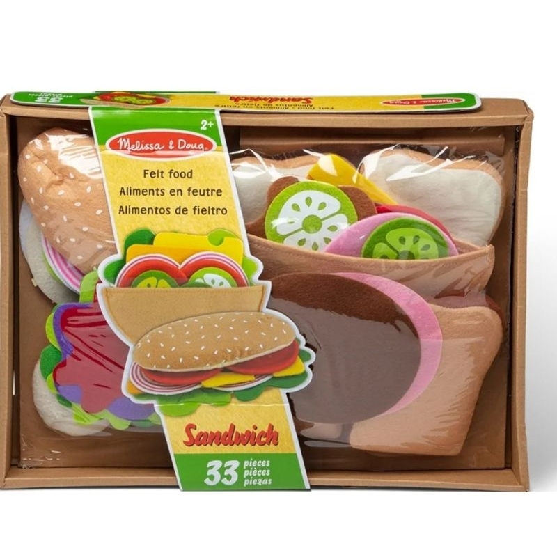 Melissa & Doug Felt Food Sandwich Play Food Set (33 pcs) - Felt ...