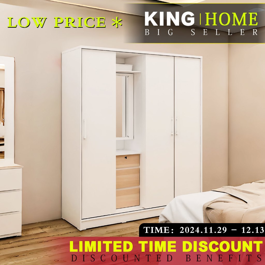 KING HOME Wardrobe 80/120/150CM Wooden Sliding Door Wardrobe Storage ...
