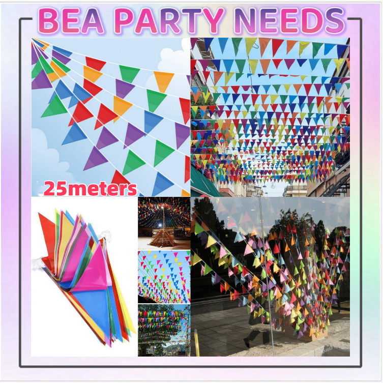 25Meter Multicolor Fiesta Flag Nylon Pennant Banner For Grand Opening ...