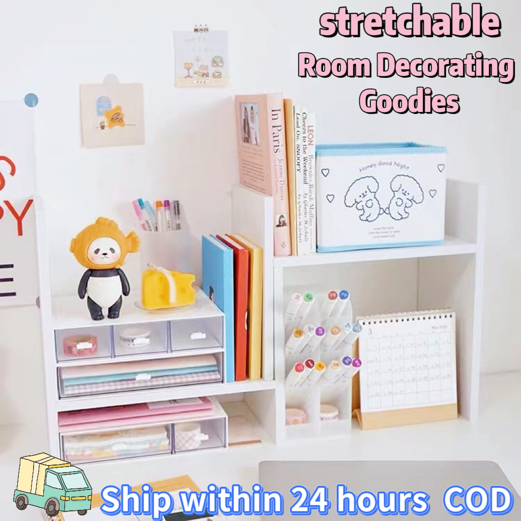 Retractable Simple Desktop Shelf Bookcase Office Save Space Book Self ...