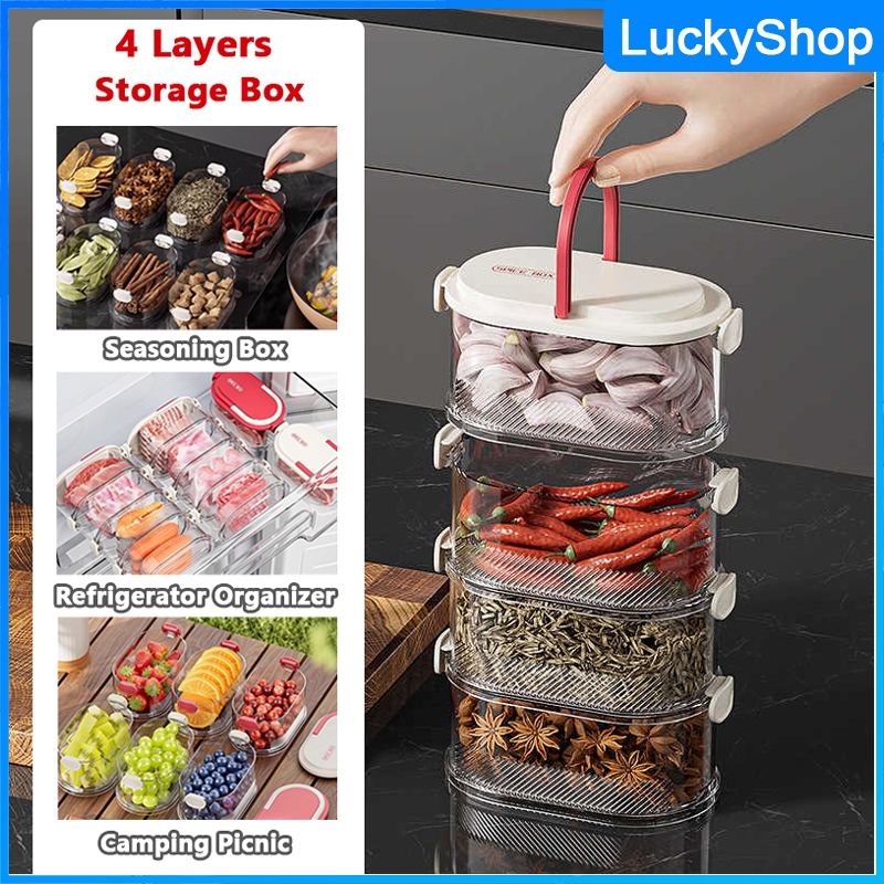 5-layer Food Storage Container, Seasoning Box Refrigerator Organizer ...