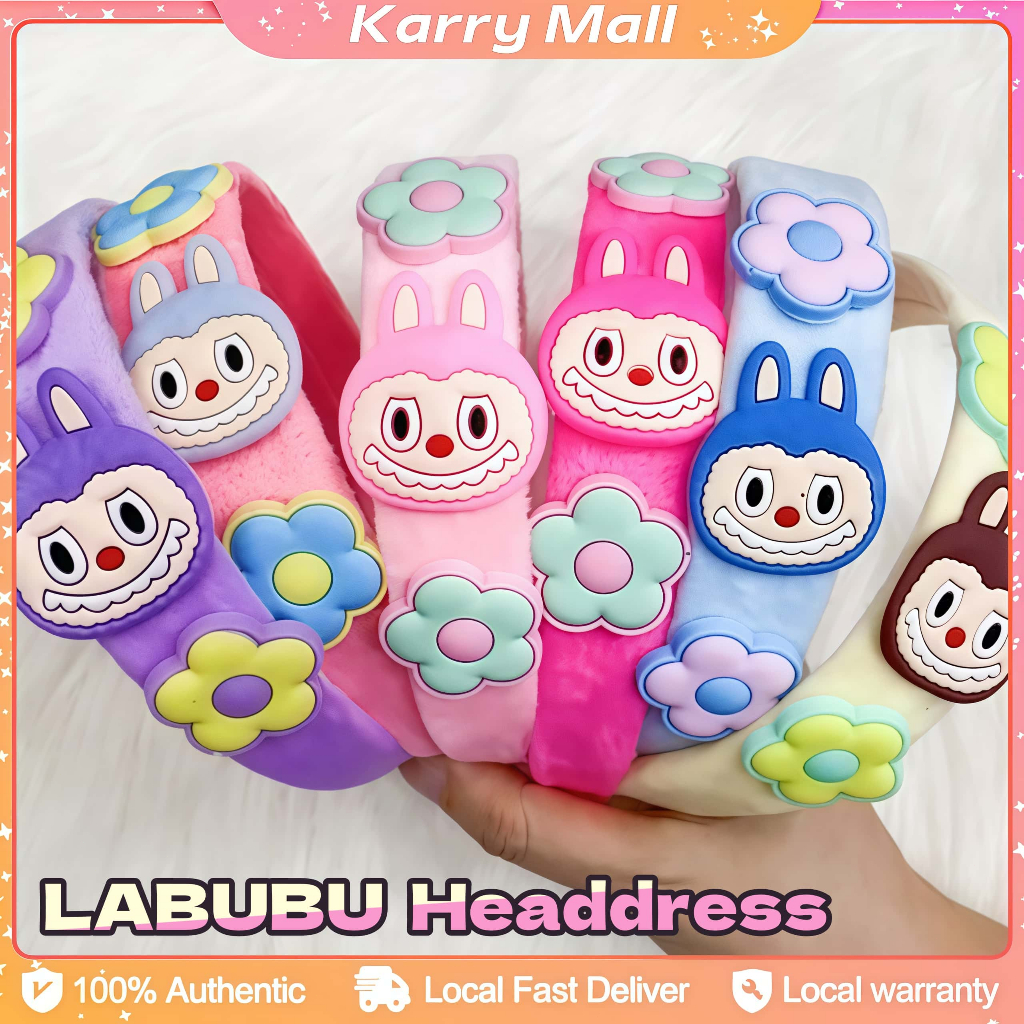 POPMART Labubu Headband Cute 3D Bunny Monster Headband Face Wash Makeup ...
