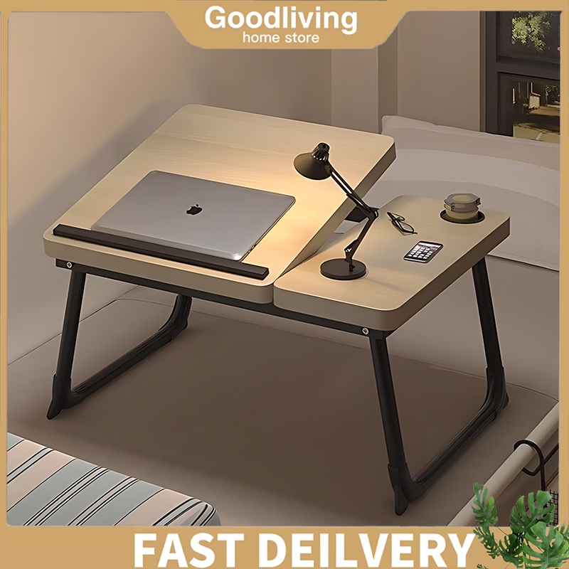 ⚽COD⚽ Foldable Lazy Desk Wooden Computer Table Portable Laptop Table ...