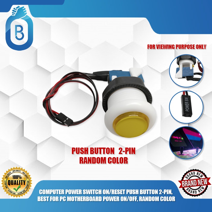 COMPUTER POWER SWITCH ON/RESET PUSH BUTTON 2-PIN, BEST FOR PC ...
