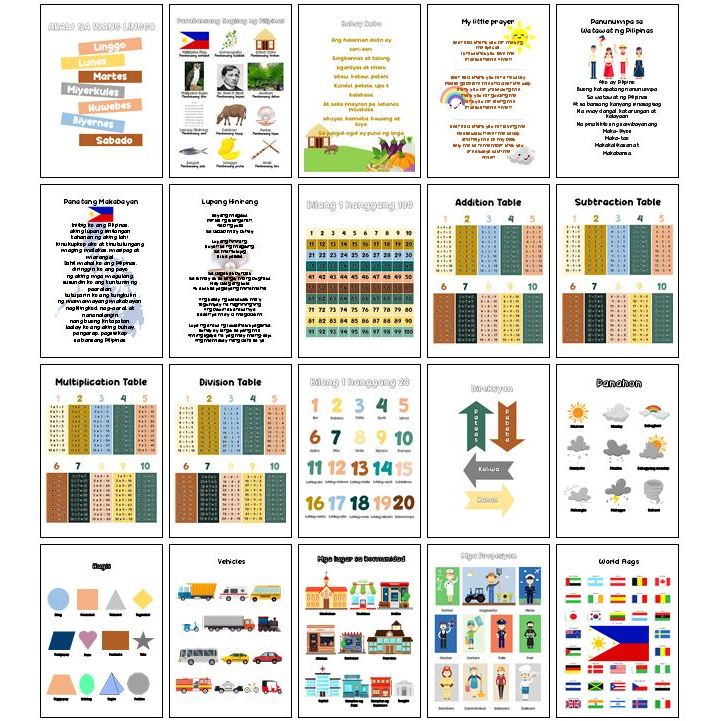 A3 Laminated Charts Tagalog for Toddlers + Kids Tagalog Educational ...