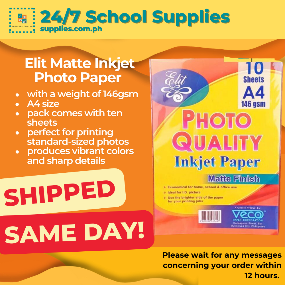 Elit Photo Paper Inkjet Matte 146Gsm A4 10 Sheets | Shopee Philippines