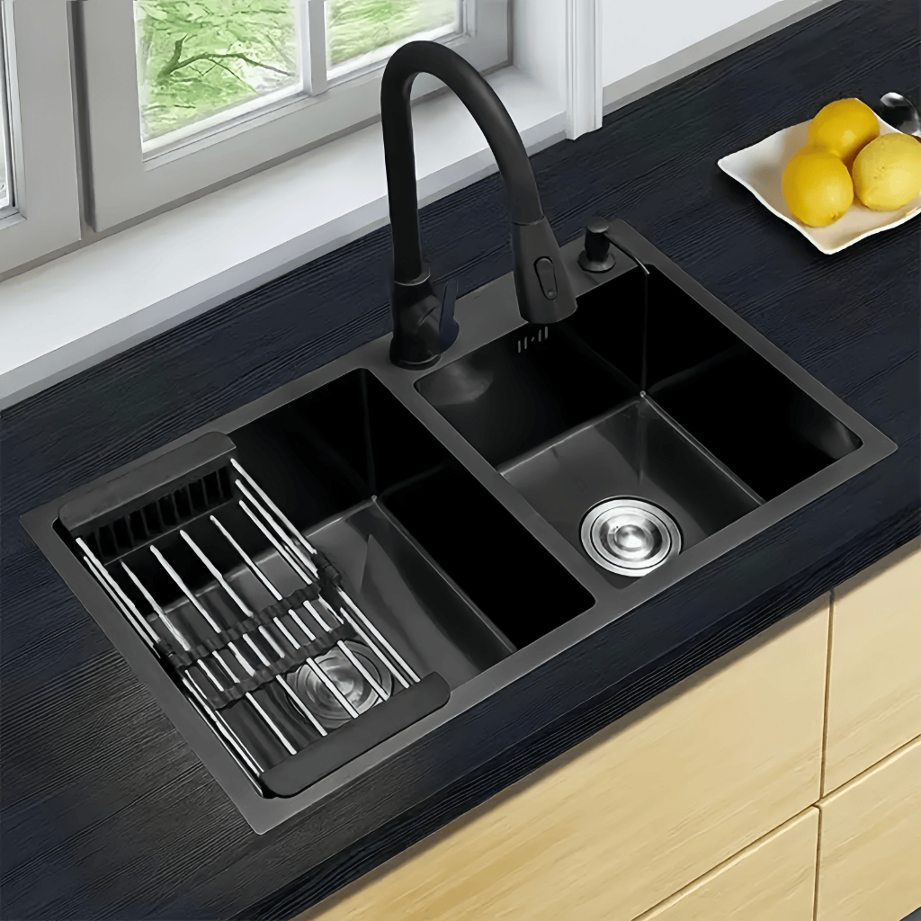 304 Stainless Steel Kitchen Sink Set Silver/black free soap dispenser ...