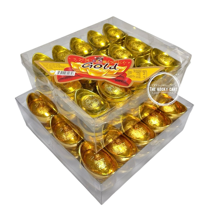 30 pcs Lucky Gold Ingot Golden Engot (Chocolate Coin Inside) | Shopee ...