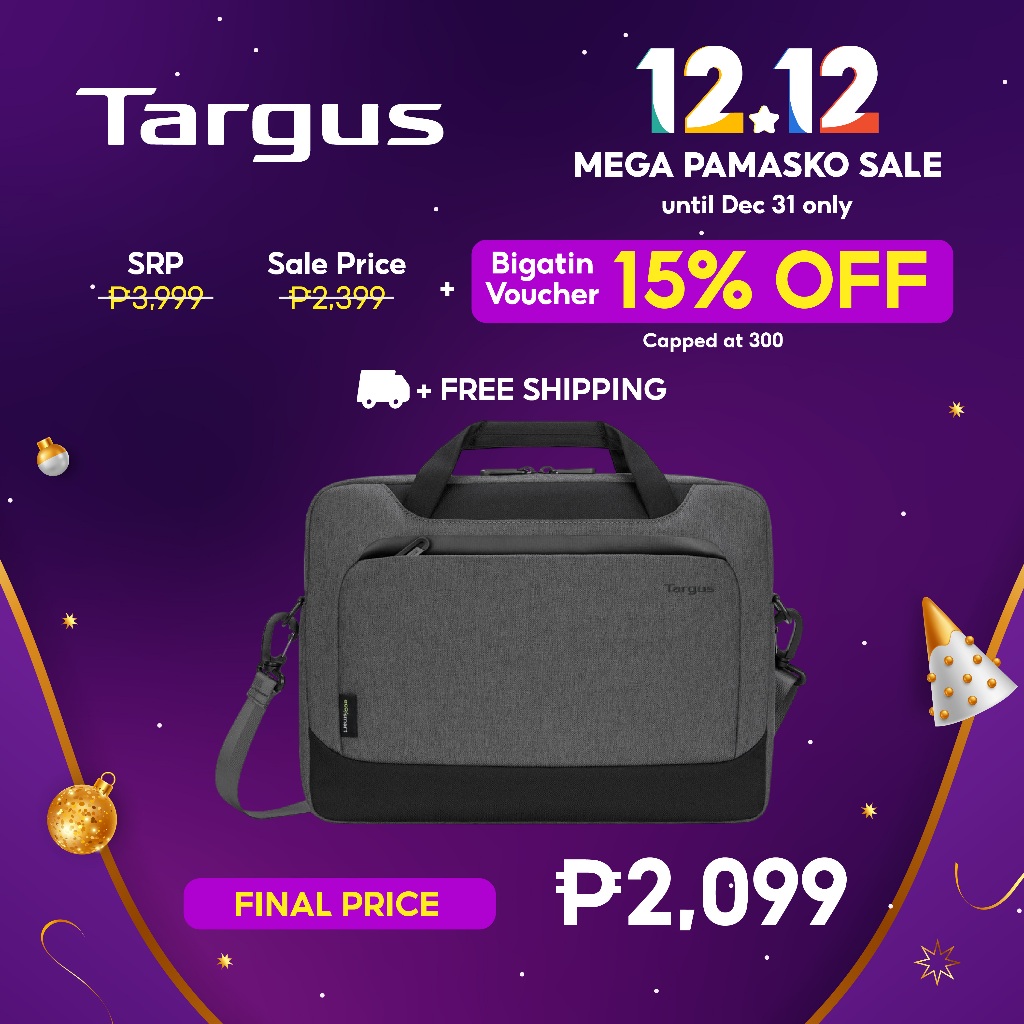 Targus 14" Cypress EcoSmart Slipcase Padded Shoulder Strap Briefcase ...