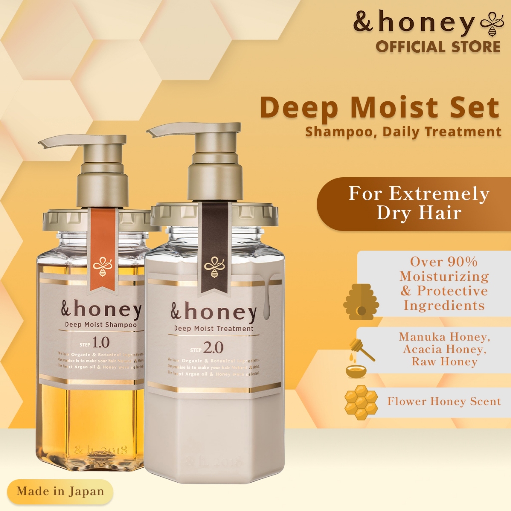 &Honey Deep Moist Shampoo and Treatment (440 ML & 445 ML) | Shopee ...