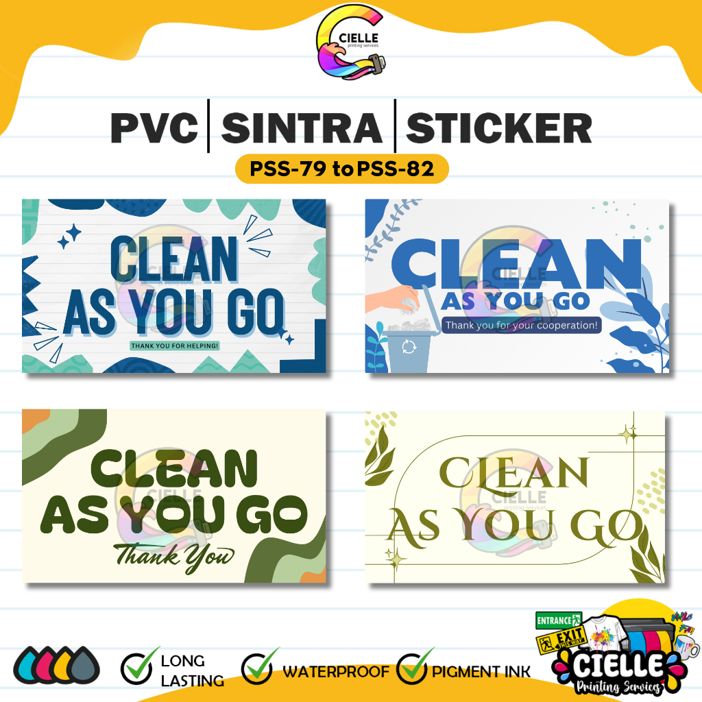 PVC │ SINTRA │ STICKER SIGNAGES (PSS-79 to PSS-82) CLEAN AS YOU GO ...