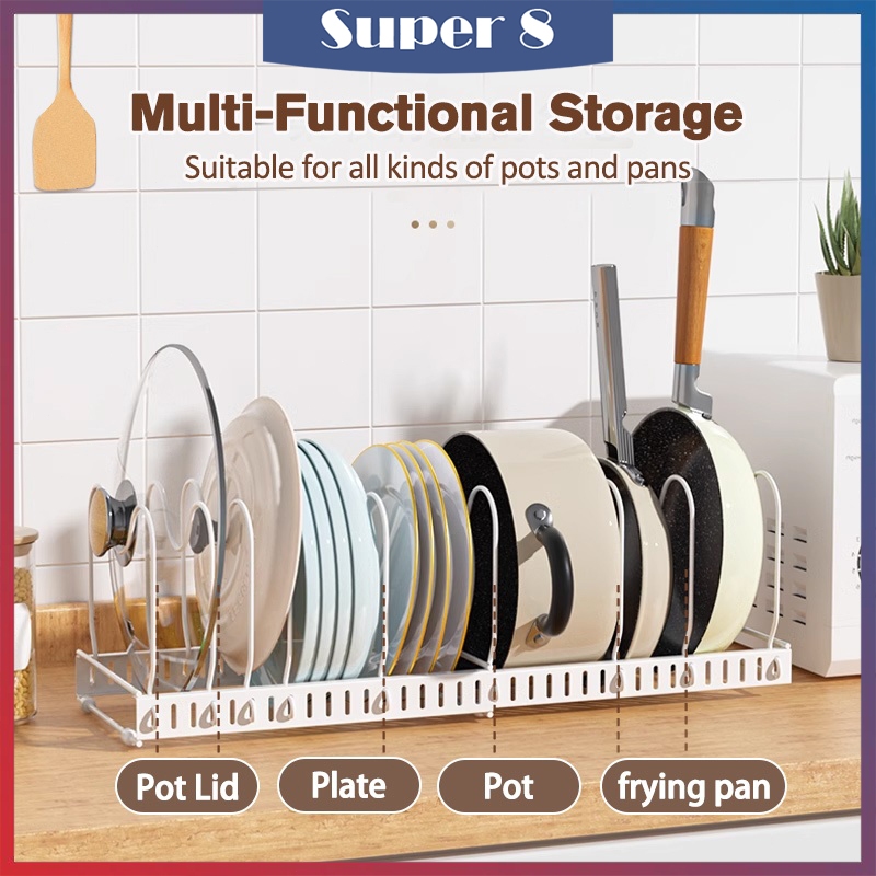 Adjustable Extendable Pot Lid Pot Storage Rack Space-saving Pot Pan ...