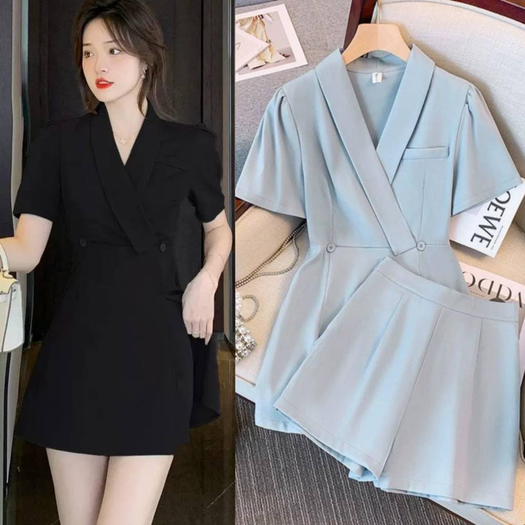 Y902 EZ Fashion Surplice V-neck Side Slit Garter Back Long Blazer Top ...