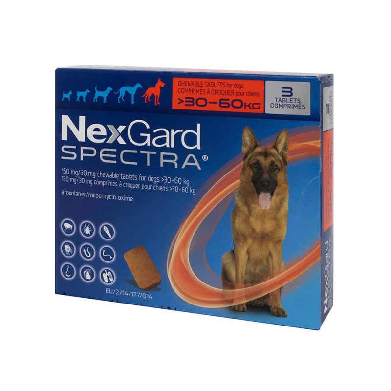 NexGard Spectra Flea, Tick & Worm Chewable Treatment for Dogs 30-60kg ...