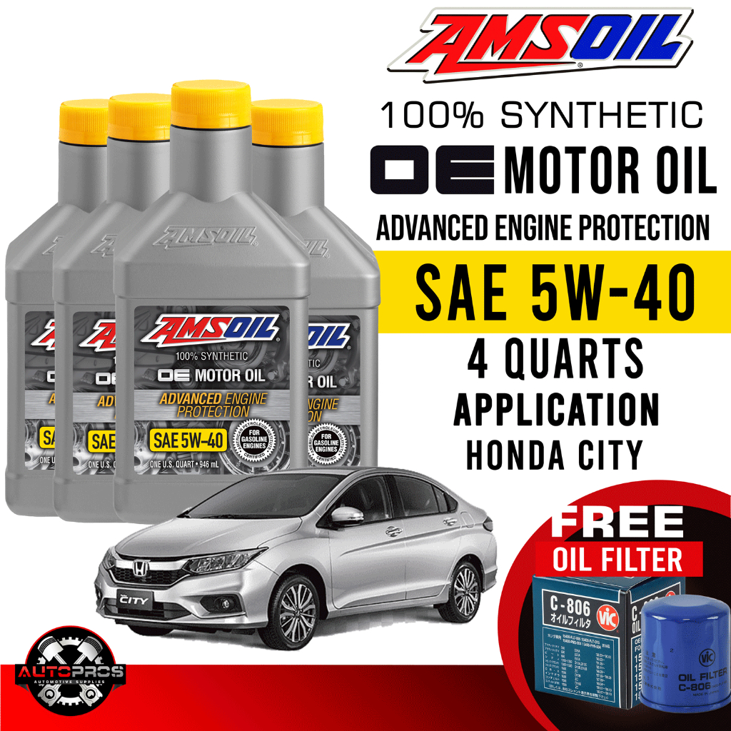AMSOIL OE 100% Synthetic Motor Oil Gasoline Engine 5W-40 4 Quarts ...