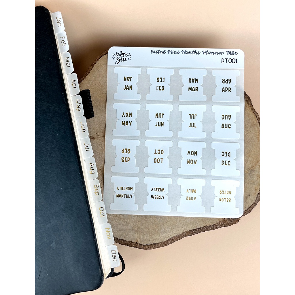 Foiled Monthly Tabs Days Dates Labels Foiled Stickers Functional Bullet ...