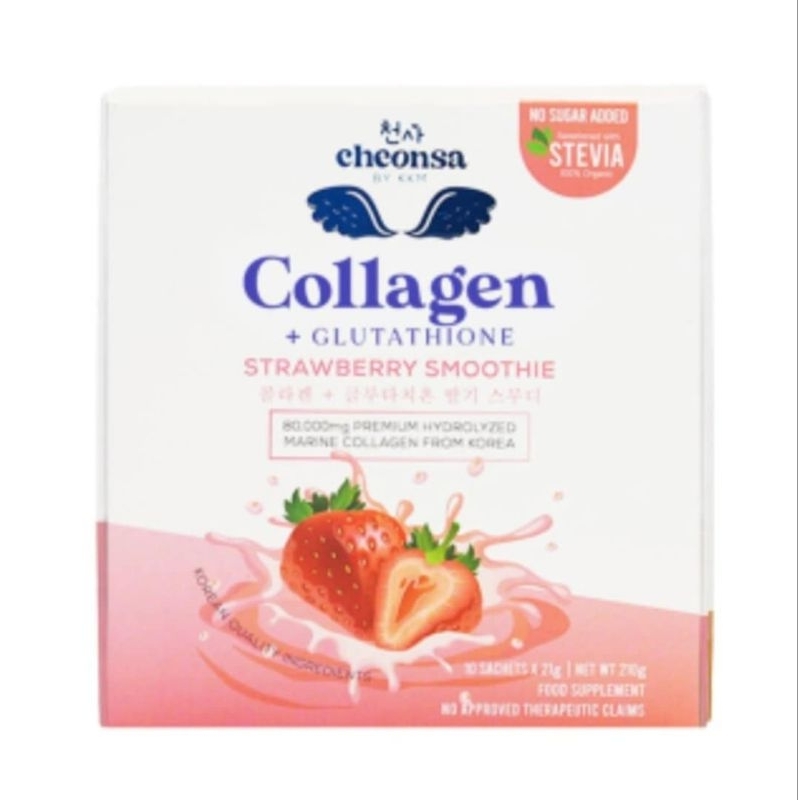 Cheonsa Collagen + Glutathione Strawberry Smoothie 10sachets x 21g NO ...