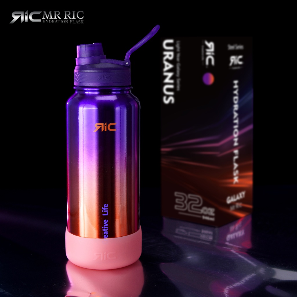 Mr Ric Metallic Hydration Flask with Boot Insulated Vacuum Water Bottle ...