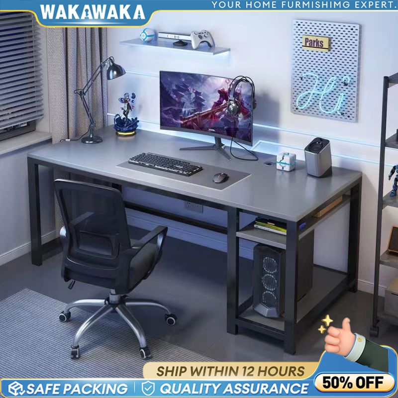 [With CPU Storage Rack]Computer Table Modern Game Table Rock Texture ...