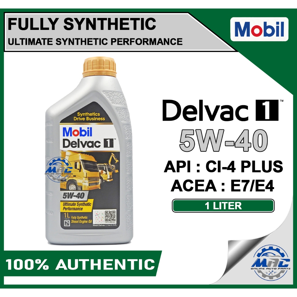 MOBIL Delvac 1 5W40 Fully Synthetic Diesel Engine Oil 1 Liter & 5 ...