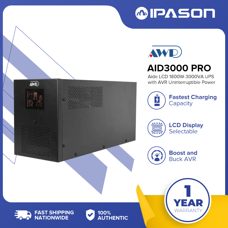 Ipason AWP AID3000 Pro Aide Pro LCD 1800W-3000VA UPS with AVR ...