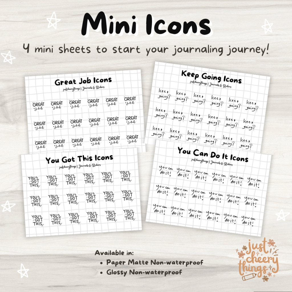 4 Mini Icon Journaling Sticker Sheet 4 per set for Journal Planner Bujo ...