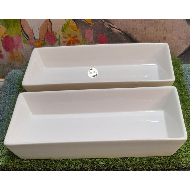 Rectangular White Ceramic Serving Dish 2pcs JP | Shopee Philippines