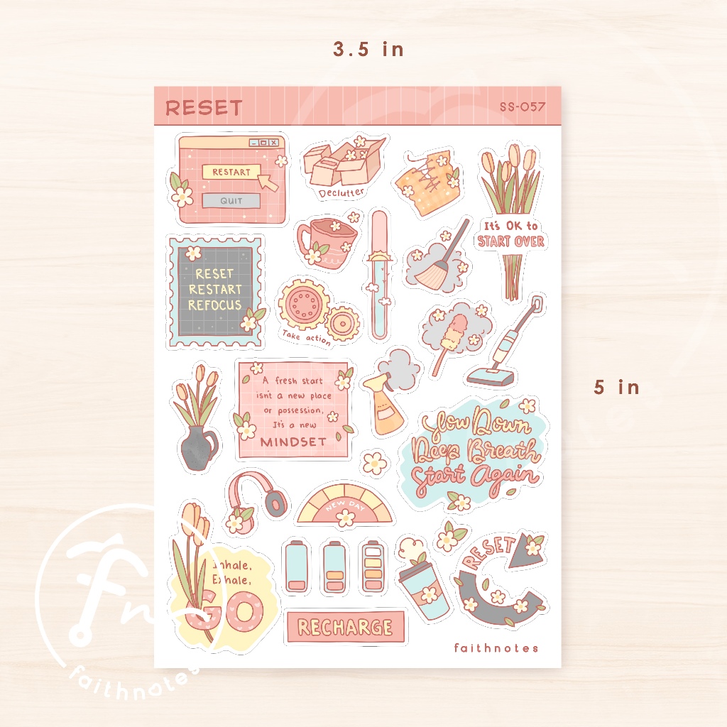 Sticker Sheet - RESET | Journal Sticker | Planner Sticker | Laptop ...
