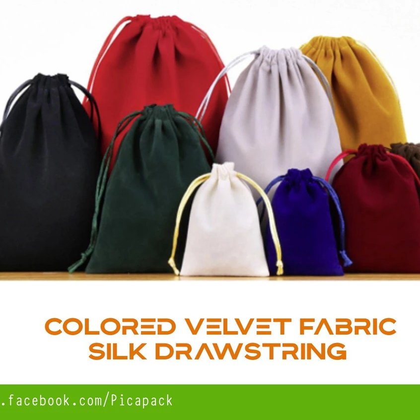 COD Ready 1pc Colored Velvet Fabric Silk Drawstring jewelry Packing Bag ...