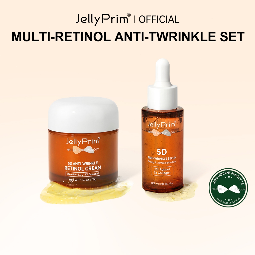 JellyPrim 5D Retinol Anti-Wrinkle Set Lightening Moisturizer Cream ...