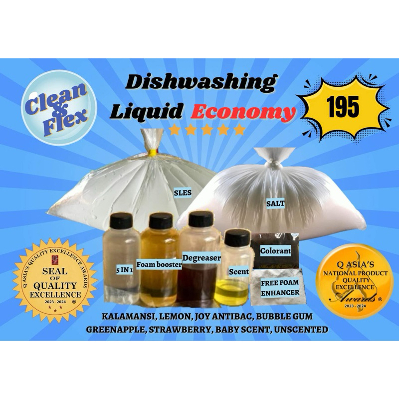 CLEAN&FLEX DISHWASHING LIQUID ECONOMY KIT 14-15L YIELD | Shopee Philippines