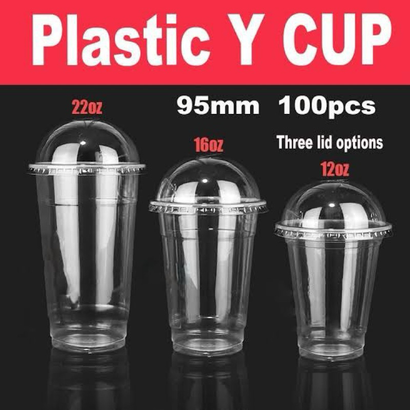 [50pcs] Plastic PP Y Cup with Lids SET! (8oz, 12oz, 16oz, 22oz) 95mm ...
