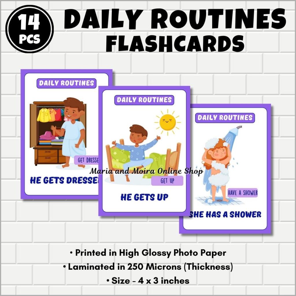 DAILY ROUTINES FLASHCARDS FOR KIDS | Laminated Educational Good Habit ...