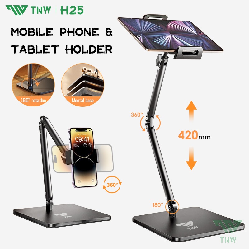 TNW H25 Tablet Stand Holder Lazy Stand Height Adjustable Phone Tablet ...