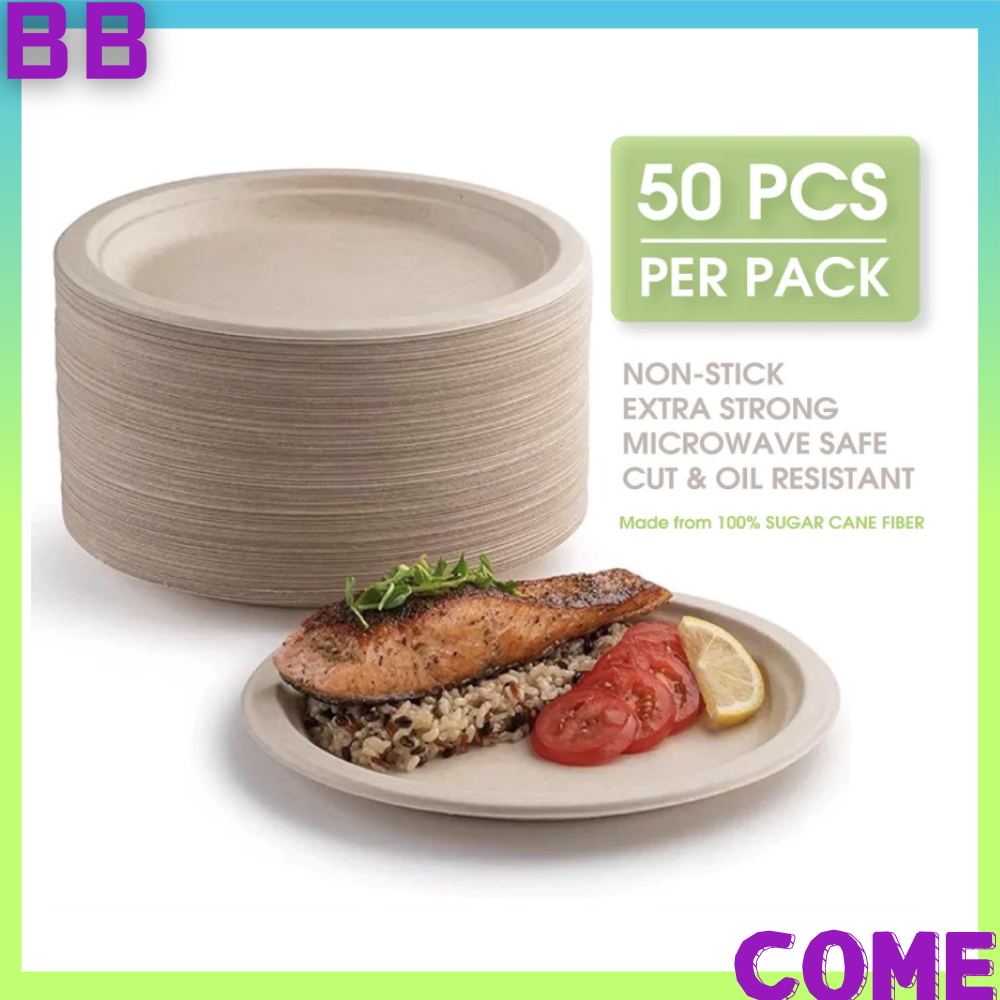50pcs Disposable Plate Extra Strong Extra Thick Microwave Safe Paper ...