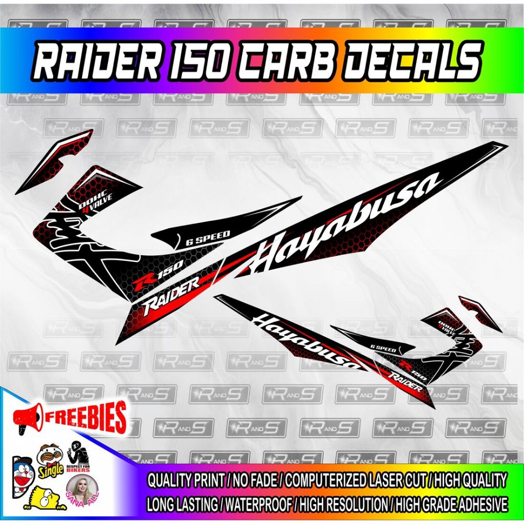 RAIDER 150 CARB HAYABUSA STICKER DECALS HD PRINT ( MORE COLORS ...