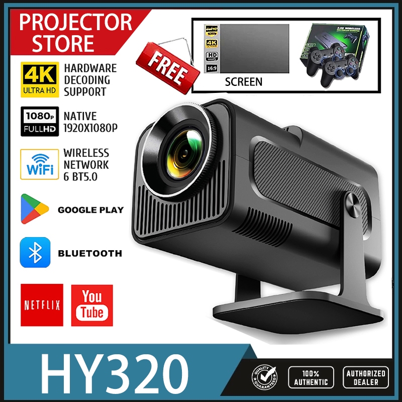 HY320 Smart Projector Portable Mini WiFi Bluetooth Android Wirelessly Connect to Mobile Phone ...