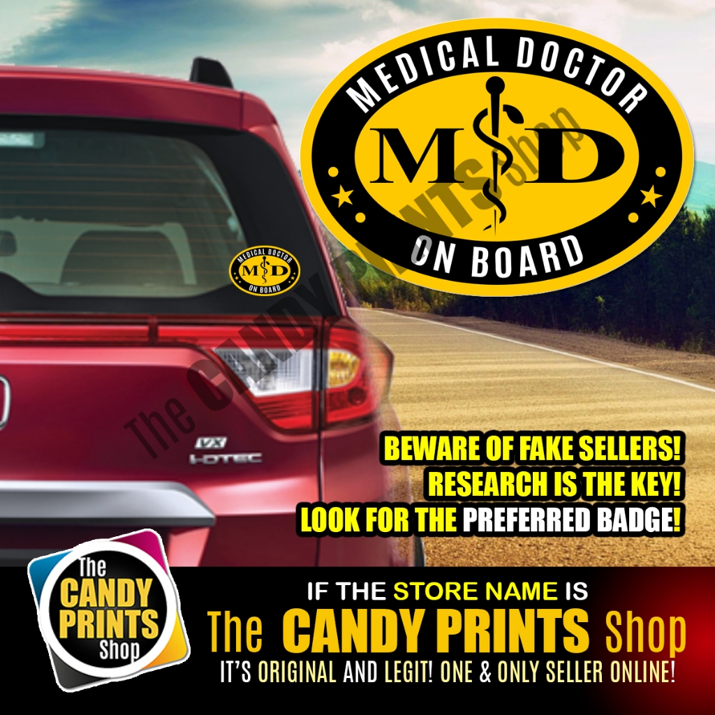 Medical Doctor On Board Vinyl (Non-Magnetic) Car Sticker (Waterproof ...