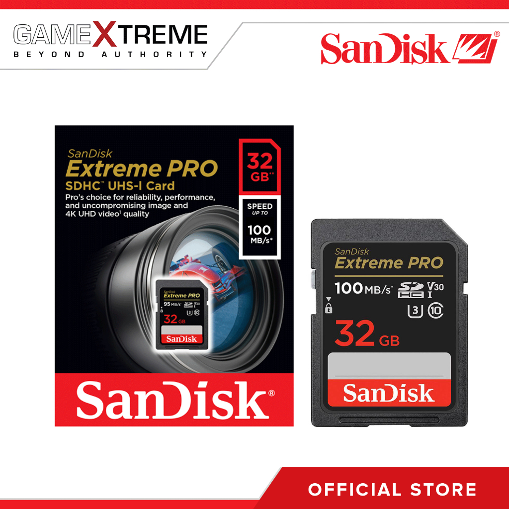 SanDisk Extreme PRO 32GB SDHC UHS-I C10, U3,V30,4K UHD Memory Card - SDSDXXO (Speed up to 100MB ...