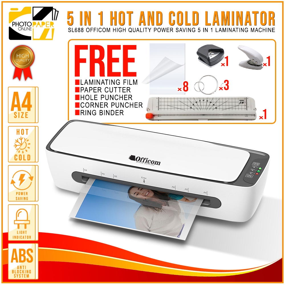 Laminator 5 in 1 Officom SL688 Laminating Machine with FREE 8pcs ...