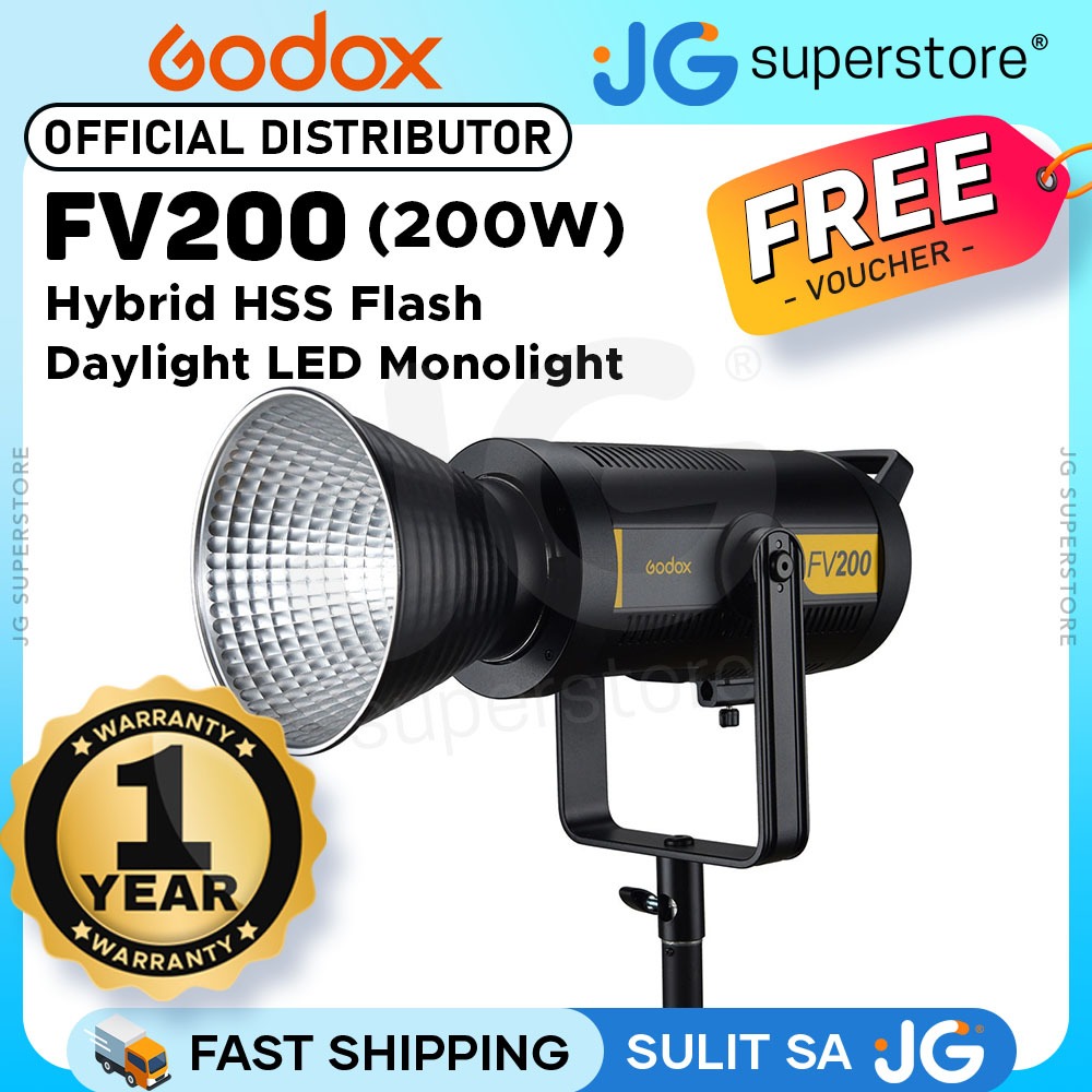 Godox FV200 200W / FV150 150W Hybrid HSS Flash Continuous LED Monolight ...