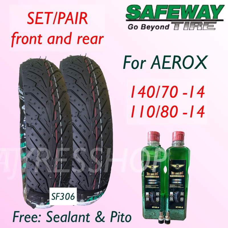 SAFEWAY Tire for AEROX V1/V2 (Set/Pares) Free Sealant and Pito SF306 ...