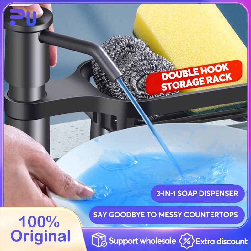 Kitchen detergent sink presser vegetable basin rack soap liquid ...